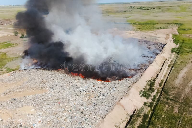 Burning Trash. Fire at the Landfill Stock Image - Image of nature ...