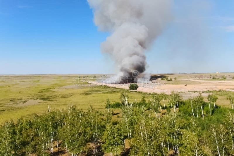 Burning Trash. Fire at the Landfill Stock Image - Image of global ...