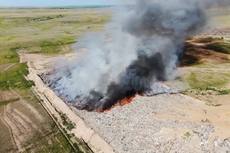 Burning Trash. Fire at the Landfill Stock Photo - Image of illegal ...