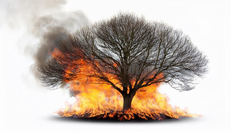 Burning Tree of Change Symbolizing Environmental Crisis Destruction ...