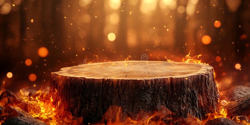 Burning Tree Stump Background Fiery Forest Scene for Design Projects ...
