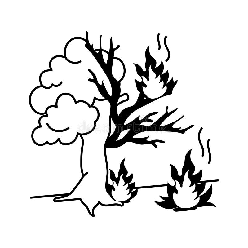 Burning Tree Symbolizing the Impact of Wildfires on the Environment ...