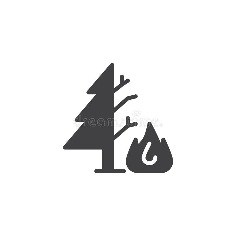 Burning tree vector icon stock vector. Illustration of solid - 124324402