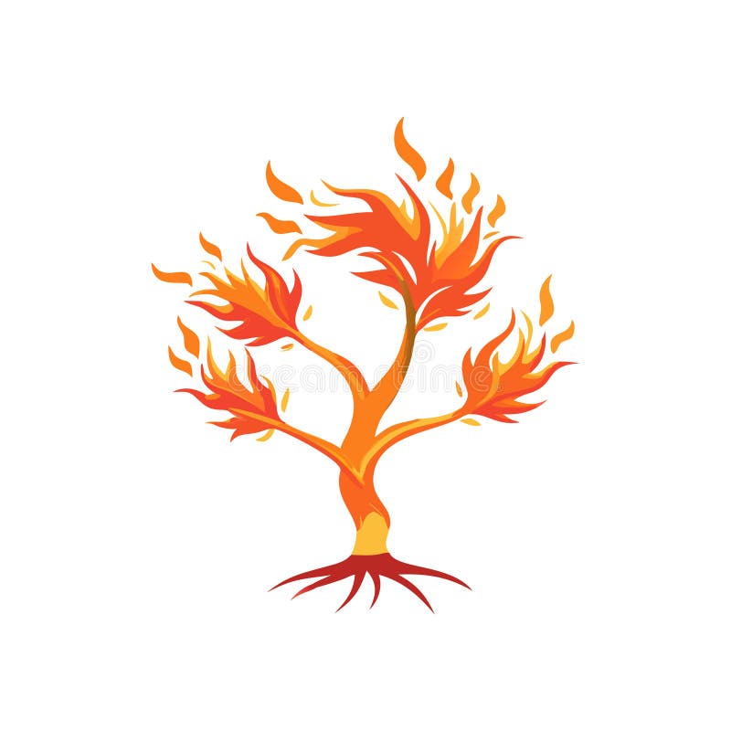 Burning Tree Vector Illustration: Fire Tree, Conceptual Art and Natural ...