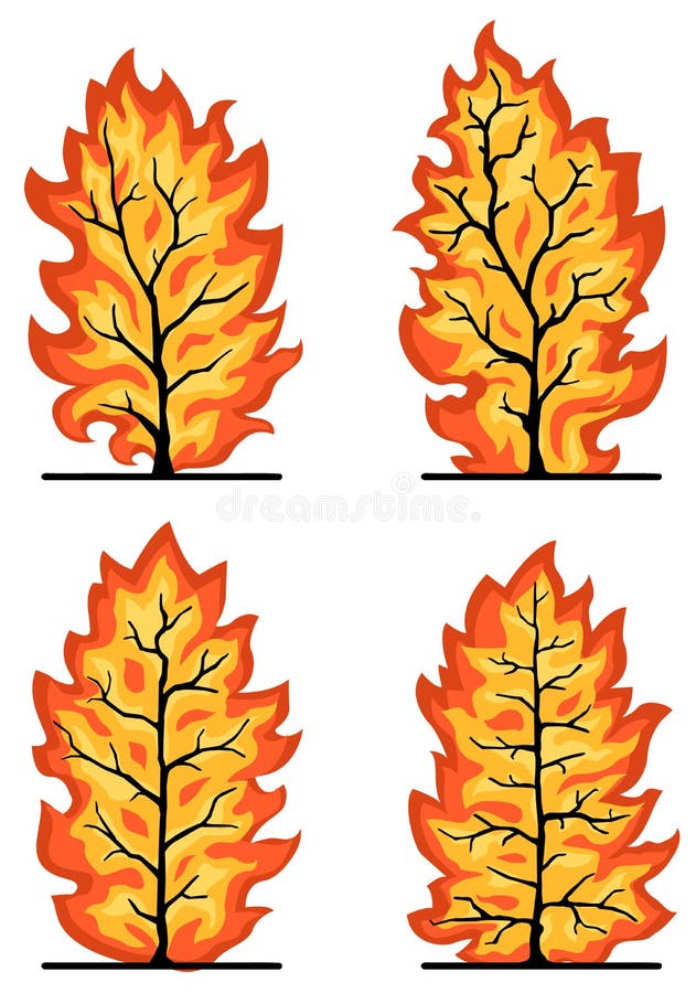 Burning Trees Design Element Set Stock Vector - Illustration of cartoon ...