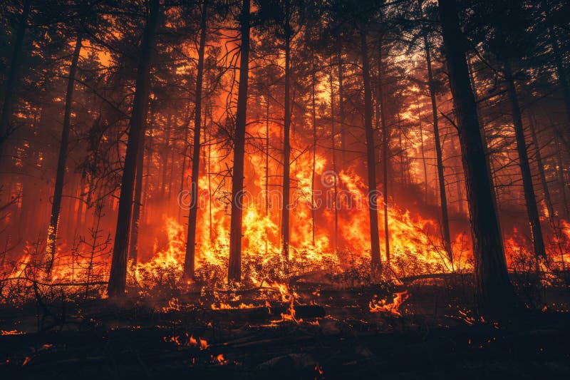 Burning Trees in the Flames of a Wildfire Stock Image - Image of smoke ...