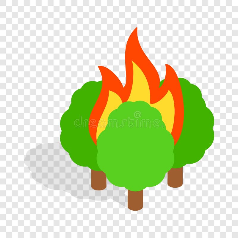 Burning Trees Isometric Icon Stock Vector - Illustration of green ...