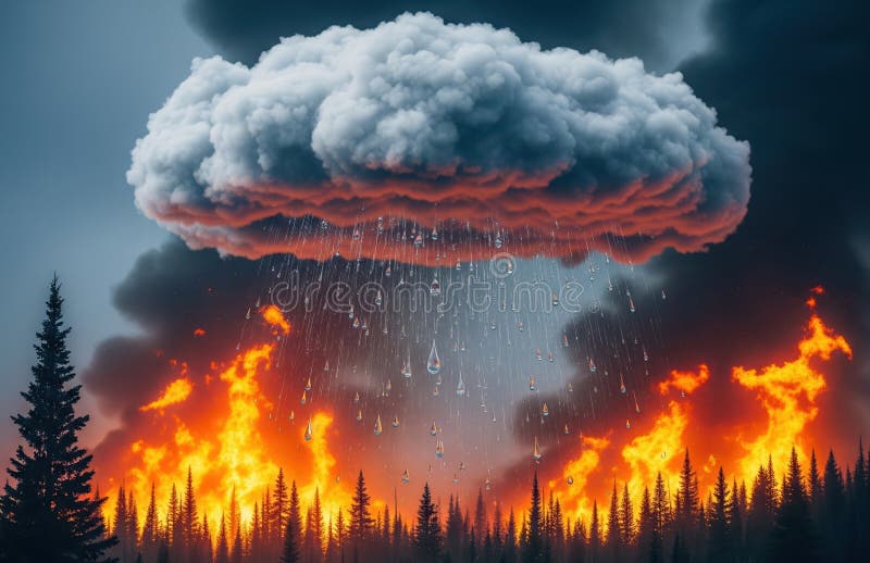 Burning Trees Under a Quiet Raincloud Shimmer in Visual Contradiction ...