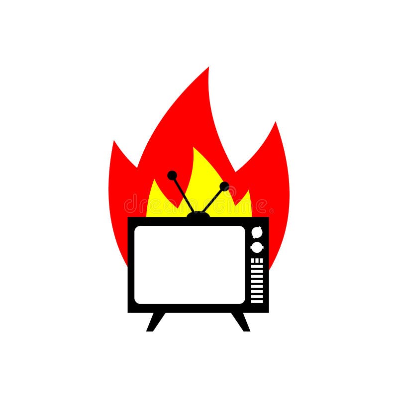 Burning TV Isolated. TV on Fire Stock Vector - Illustration of cartoon ...