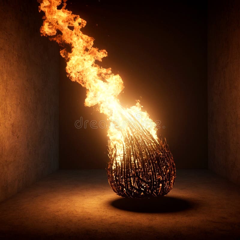 Burning Twig Sphere in a Dark Room Stock Illustration - Illustration of ...