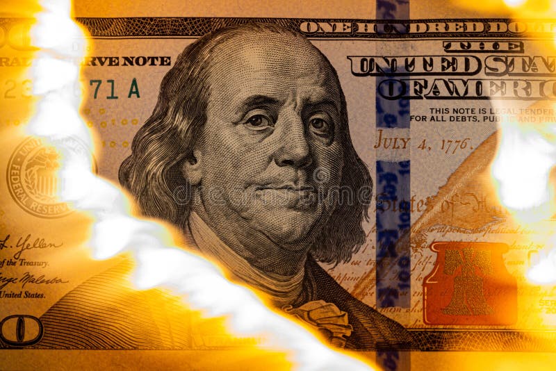 Burning US One Hundred Dollar Stock Photo - Image of bright, bill ...