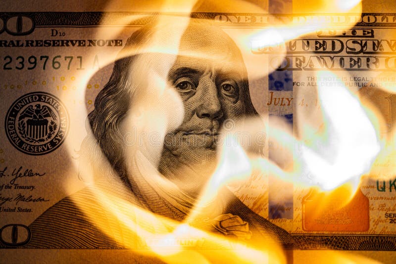 Burning US One Hundred Dollar Stock Photo - Image of currency ...