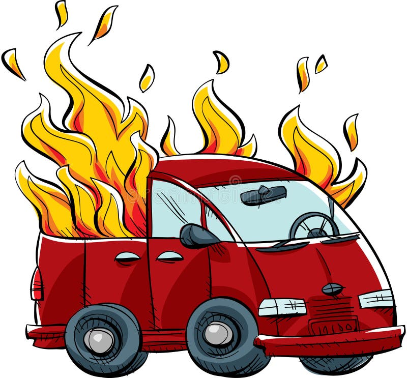 Burning Van stock illustration. Illustration of inferno - 41195163