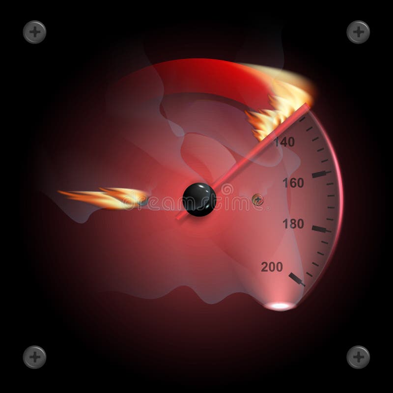 Burning Vector Speedometer Fire Flame Illustration on the Black. Stock ...