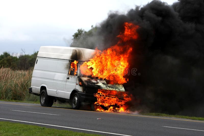 Burning Vehicle Disastor stock photo. Image of explosion - 9569082