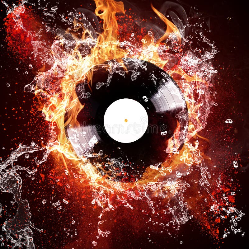 Hot Vinyl on Fire stock image. Image of vintage, soundtrack - 12541817