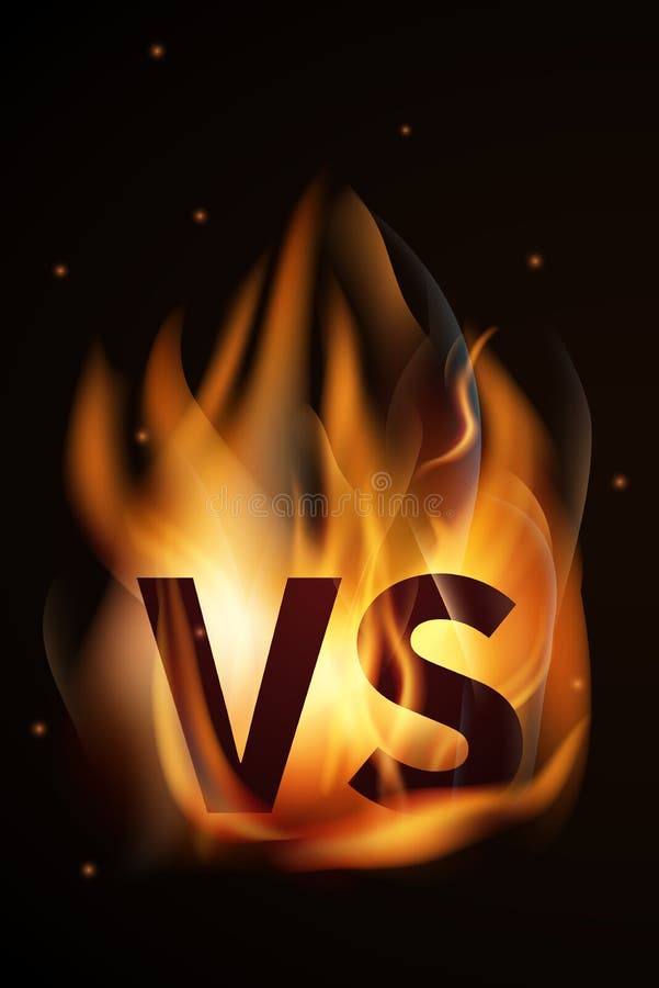 Burning Vs Sign. Versus Logo with Realistic Flame Stock Vector ...