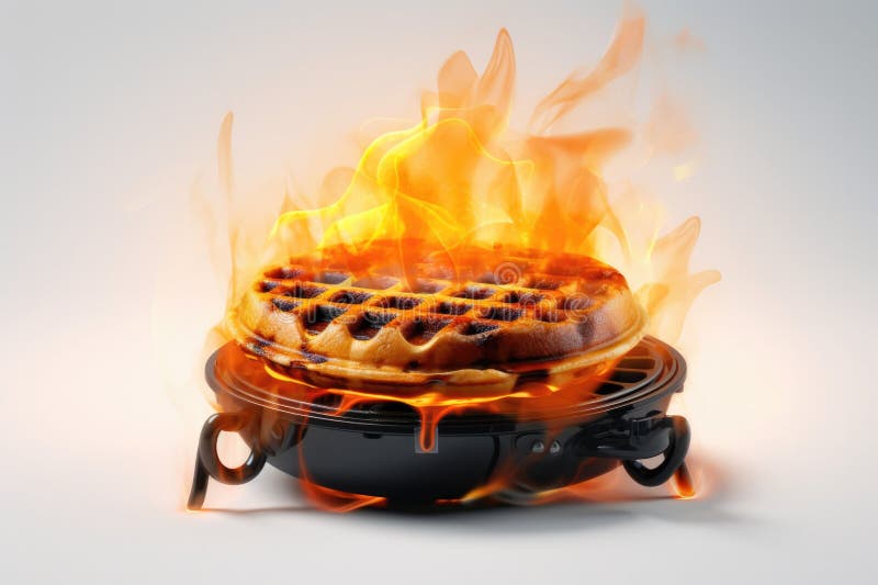 Burning Waffle Maker on a White Background Stock Illustration ...