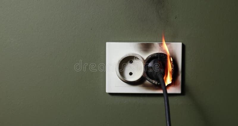 A Burning Electrical Outlet on the Floor in a Room Stock Footage ...