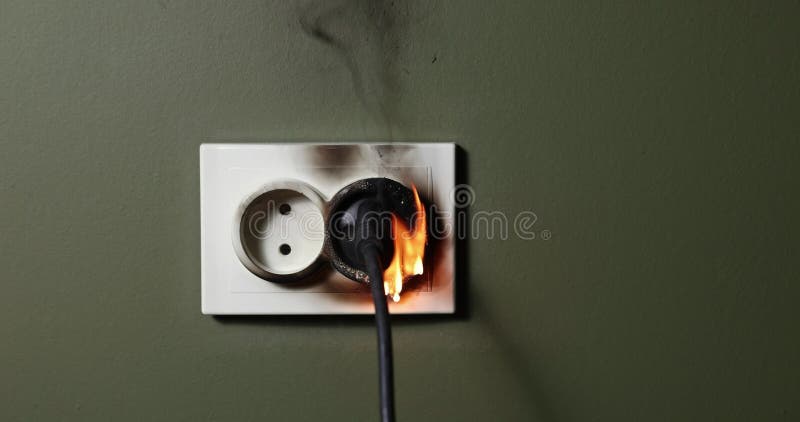 A Burning Electrical Outlet on the Floor in a Room Stock Footage ...