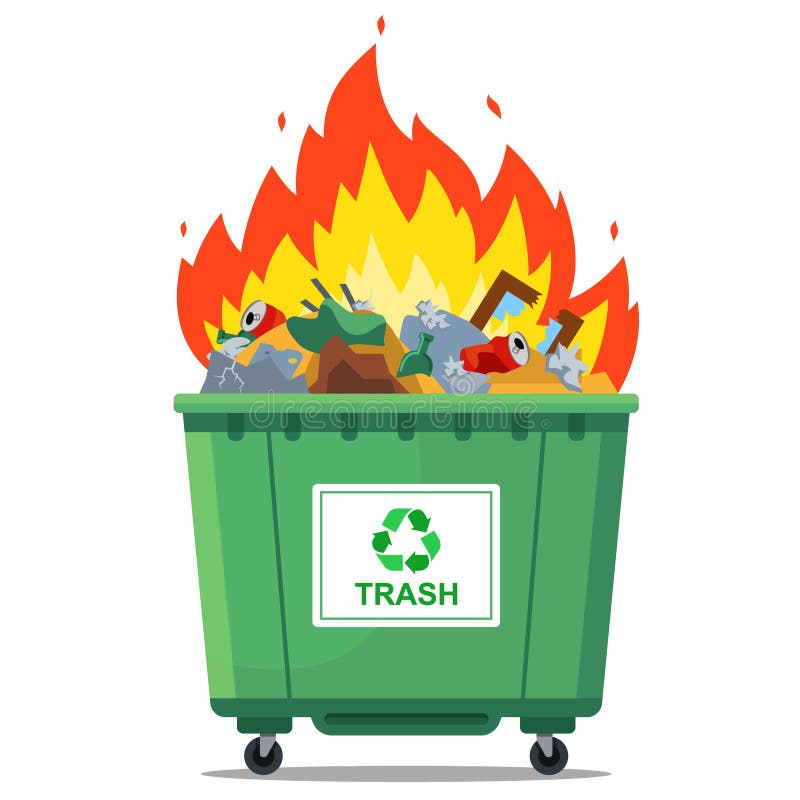 Burn Garbage at the Landfill. Stock Vector - Illustration of flame ...