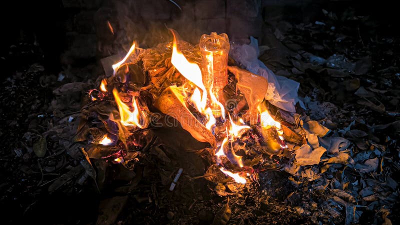 Burning Waste and Plastic stock image. Image of combustion - 391128409