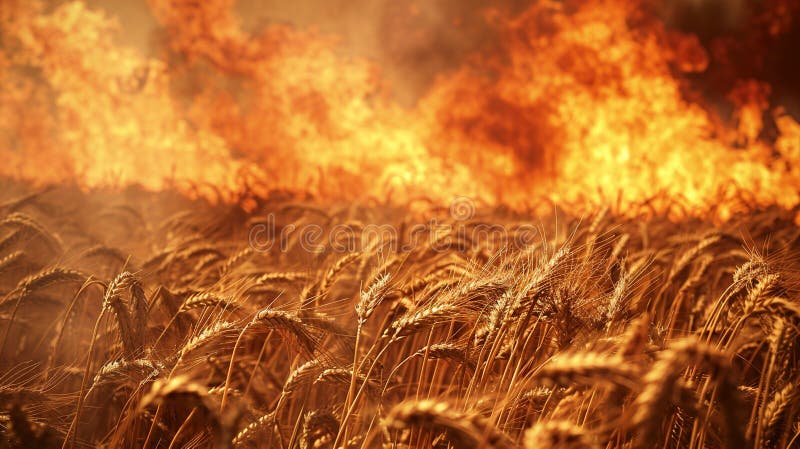 Burning Wheat Field Close-up Stock Image - Image of fire, cereal: 320362087