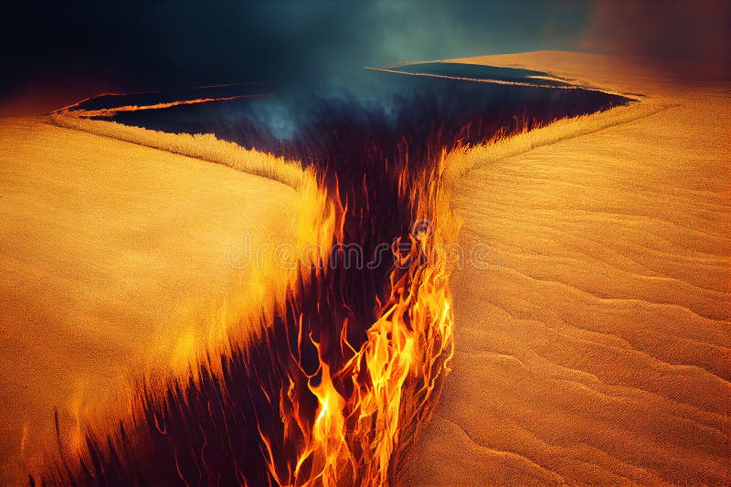 Burning Wheat Fields: Top-down Aerial View. AI Generated Stock ...