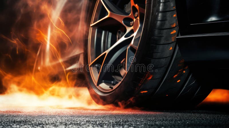 Burning Wheel. Generative AI Stock Illustration - Illustration of burn ...