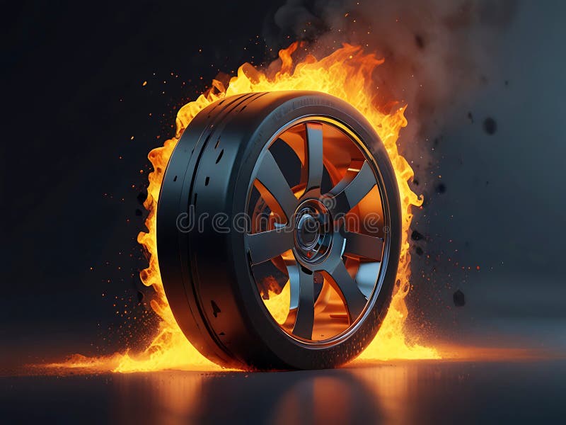 Burning Wheel in High Speed, 3d Illustration. Stock Illustration ...