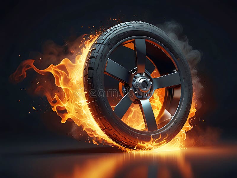 Burning Wheel in High Speed, 3d Illustration. Stock Illustration ...