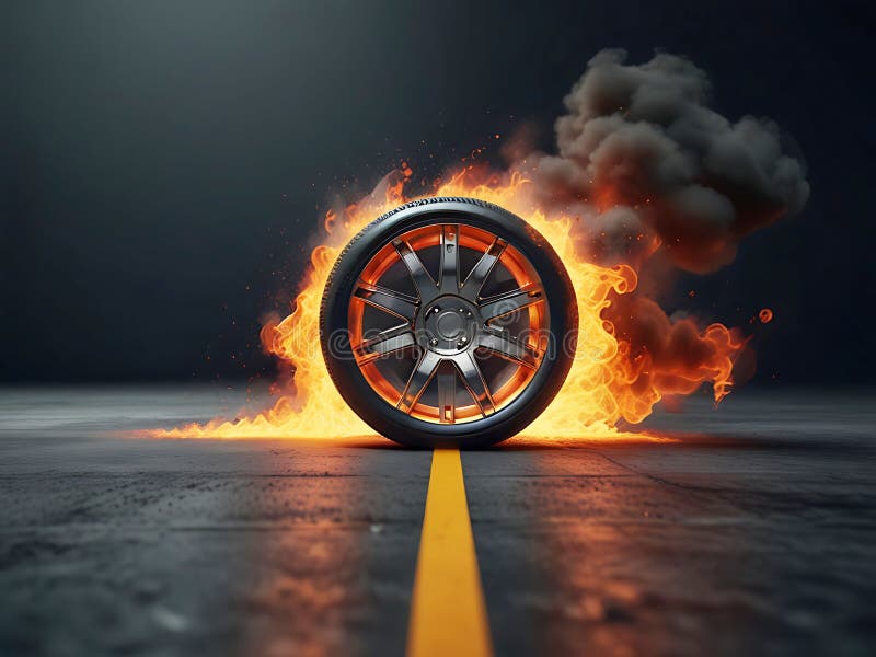 Burning Wheel in High Speed, 3d Illustration. Stock Illustration ...