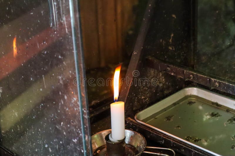 Burning a White Candle in a Laboratory Setting Stock Photo - Image of ...