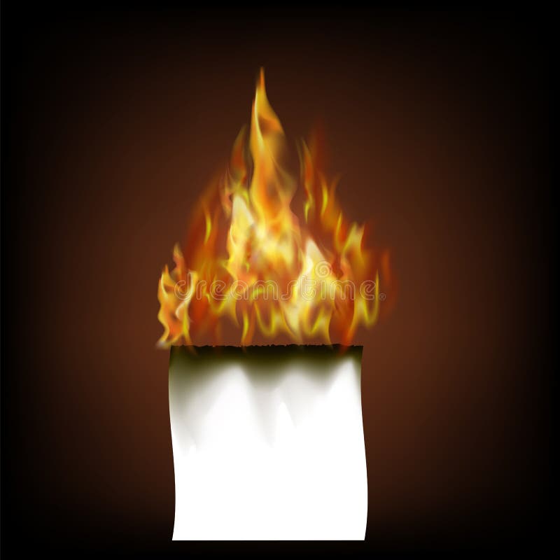 Burning White Paper with Fire Flame Stock Vector - Illustration of ...