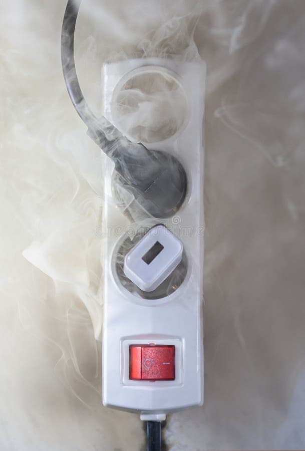 Burning of the Wire Cable and Socket Outlet Plug in the House Blurred ...