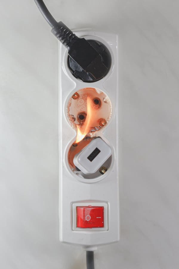 Burning of the Wire Cable and Socket Outlet Plug in the House, Blurred ...