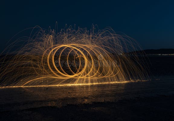 Burning Wire Wool Image, Light Trails Stock Image - Image of poster ...