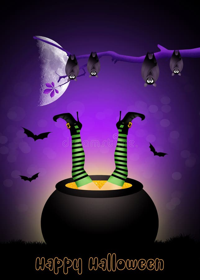 Burning witch stock illustration. Illustration of cartoon - 61361516
