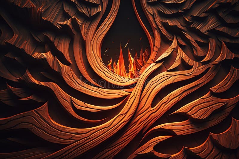 Burning Wood Abstract Background. Generative AI Stock Illustration ...