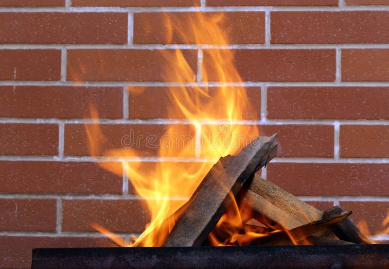 Red Brick Brazier Outdoor in Tropics. Street Barbeque Stock Image ...