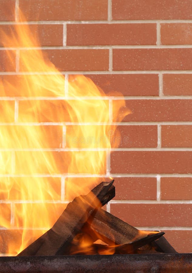 Red Brick Brazier Outdoor in Tropics. Street Barbeque Stock Image ...