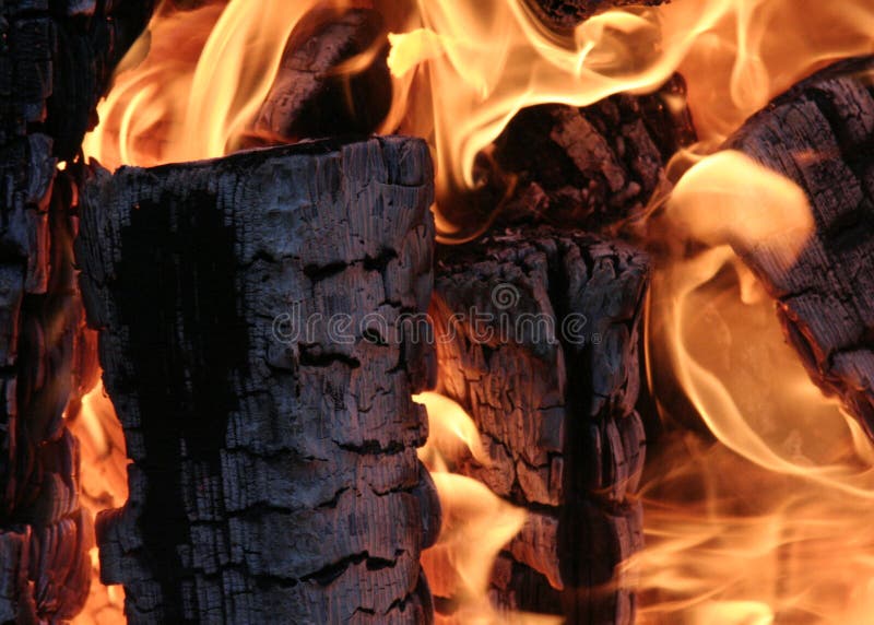 Embers With Burned Logs And Ashes In A Fireplace Stock Image - Image of ...