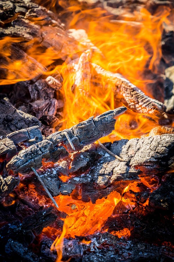 Burning Wood. Photograph of the Dying Fire Stock Image - Image of burn ...