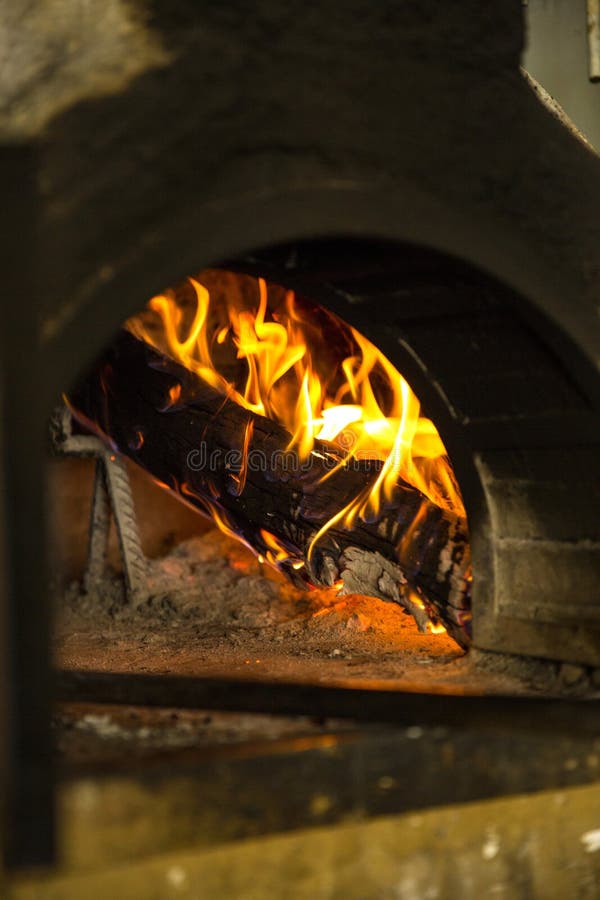 Burning Wood in the Rustic Oven Stock Photo - Image of roast, hello ...