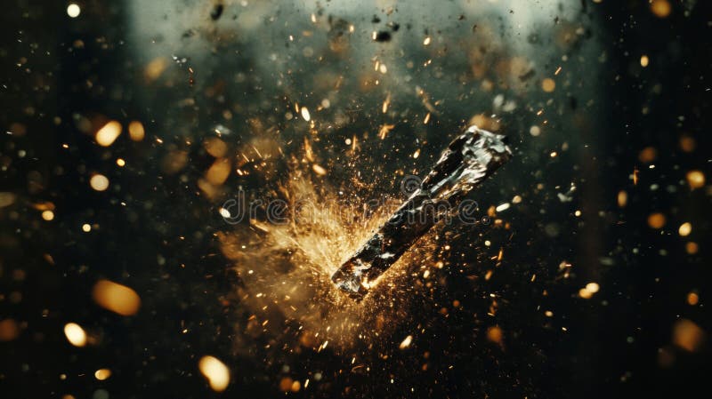 Burning Wood Splinters Exploding in Air Stock Illustration ...