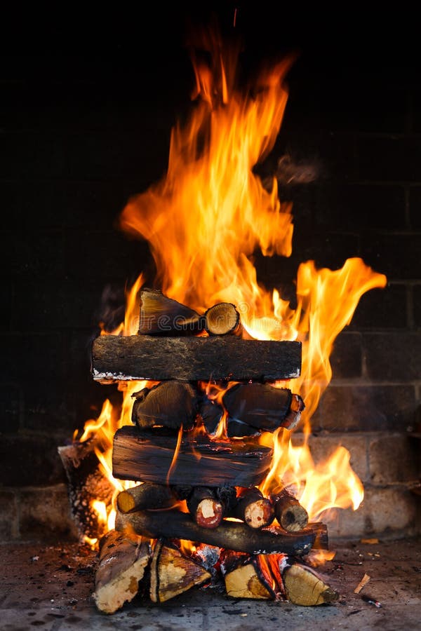 Burning wood stock photo. Image of campfire, inflammable - 58654304
