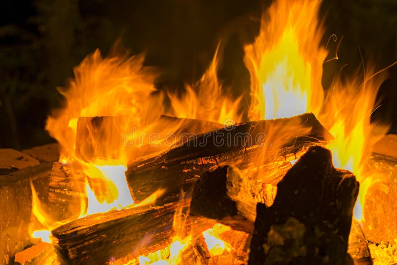 Burning Logs in a Campfire. Stock Image - Image of fiery, outdoors ...