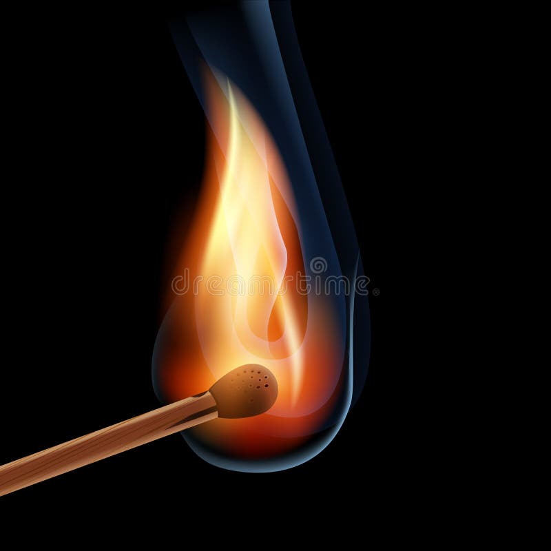 Wooden Match Burning on Fire Realistic Vector Illustration Mockup ...
