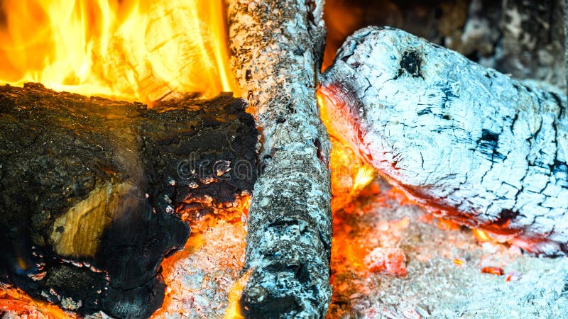 Burning Woods in the Fireplace Stock Image - Image of nopeople, flame ...