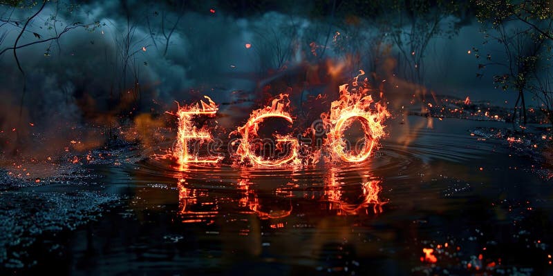 The Burning Word of the Ego Stock Illustration - Illustration of blaze ...
